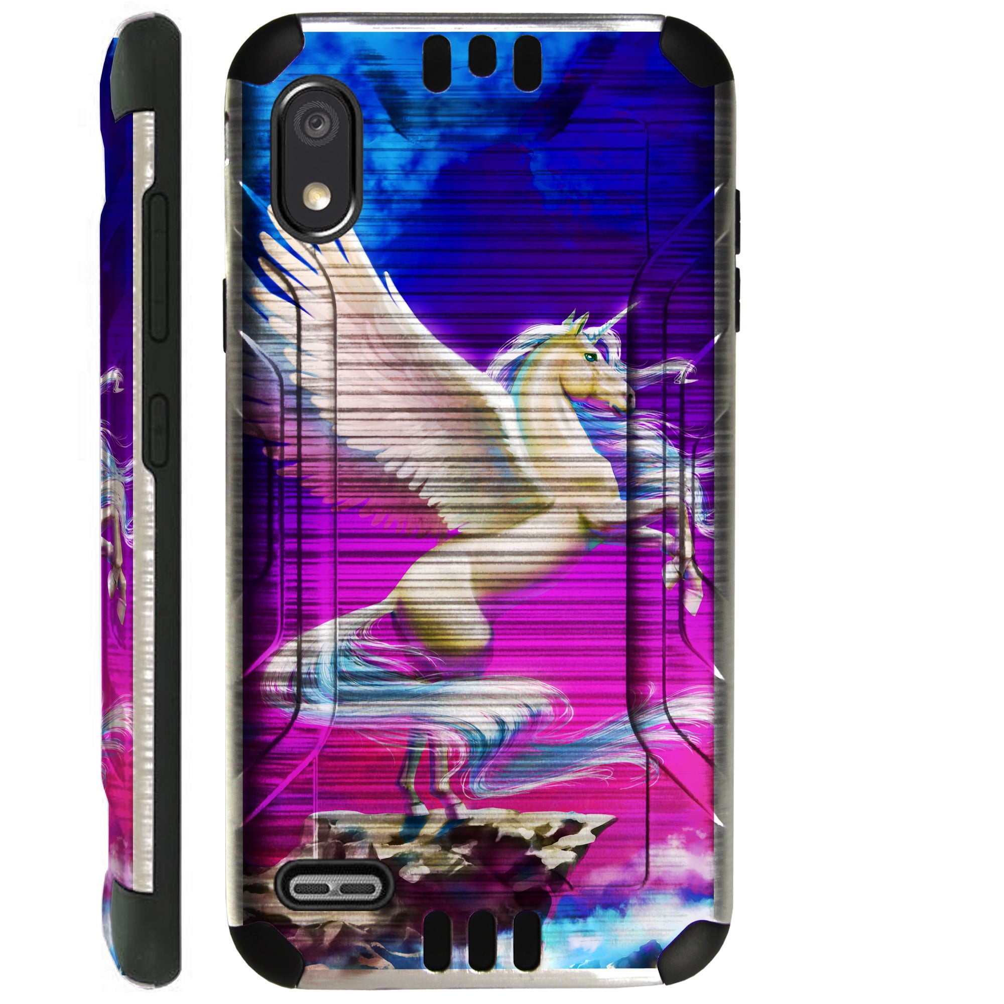 Compatible with TCL A2 Brushed Metal Texture Silver Guard Hybrid TPU ...