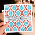 3drose, Bright Red and Aqua Blue Ornate Damask Pattern Faux Diamond ...