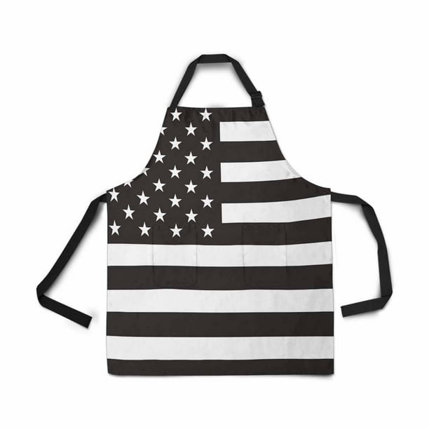 HATIART Black and White American USA Flag Apron for Women Men Girls ...