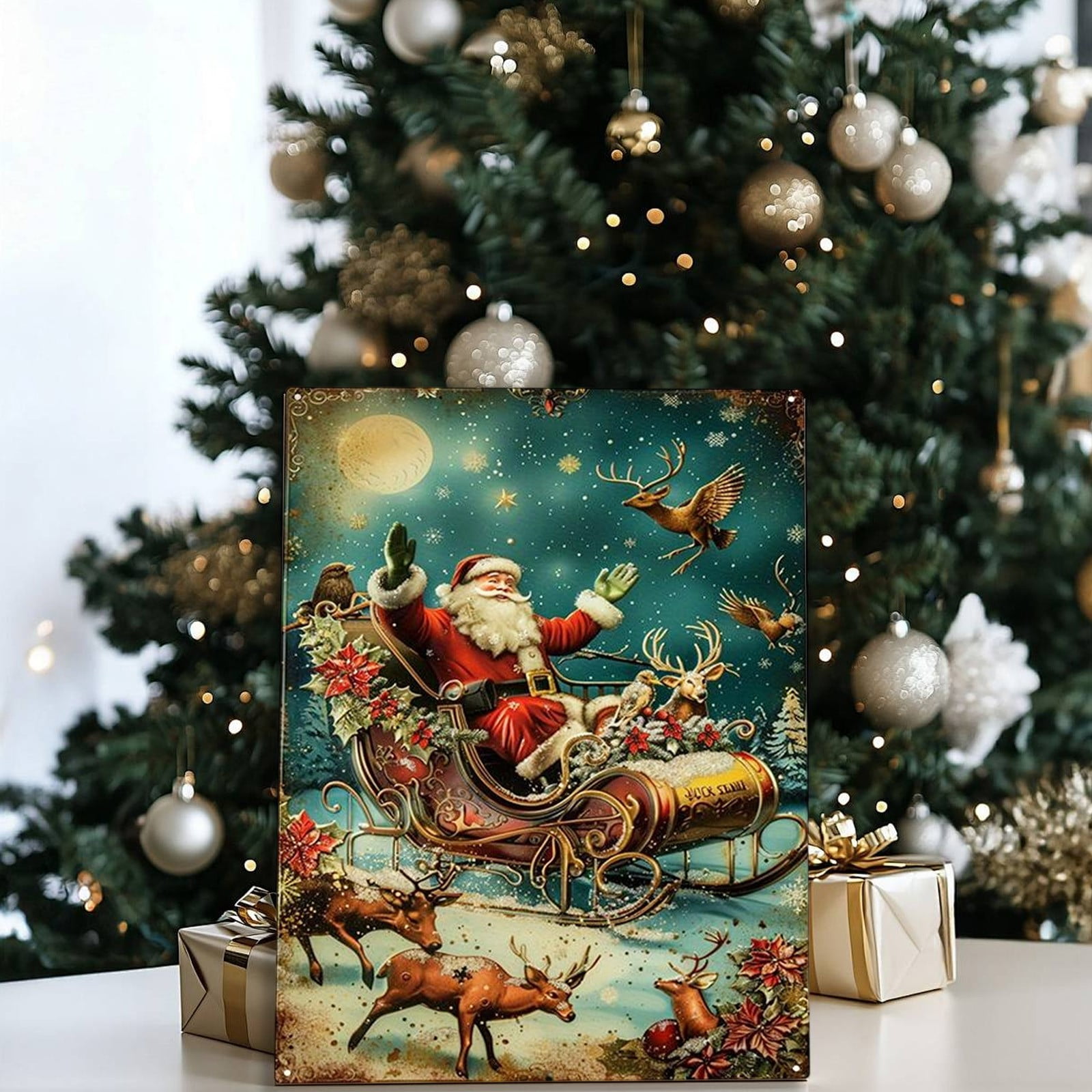 Click here for Danhjin Iron Hanging Painting Santa Claus Vintage... prices