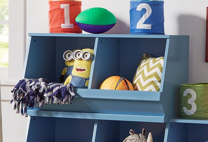 Weston Home Children Stackable Wood and Plastic Storage Cube, Heritage ...