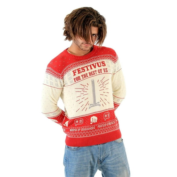 Seinfeld Festivus For The Rest Of Us Pole Cream Ugly Christmas Sweater ...
