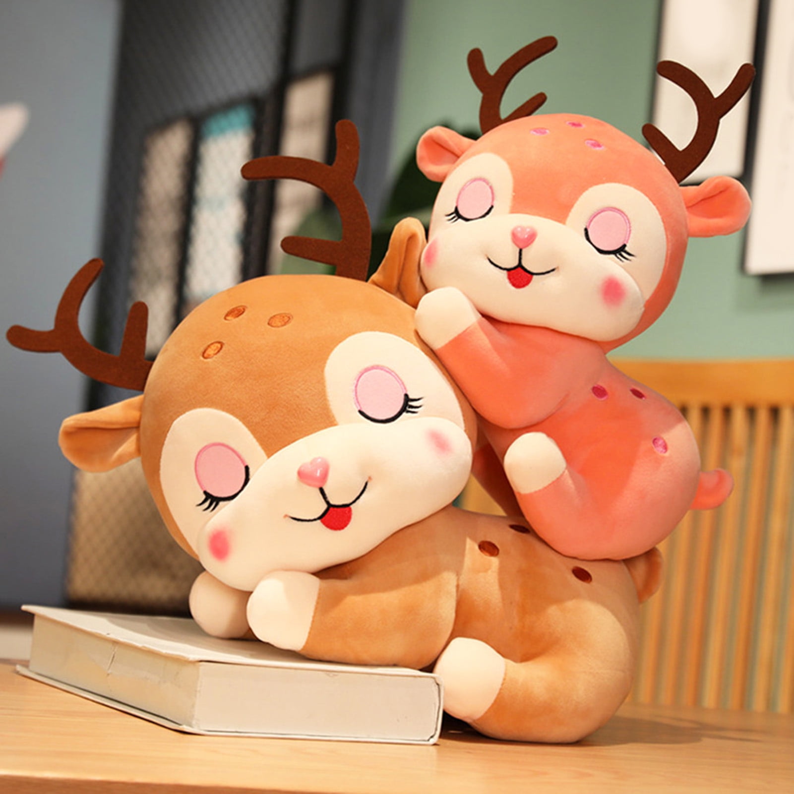 Wharick 20 30 40cm Sika Deer Doll Cute Cartoon Doll Plushie Soft