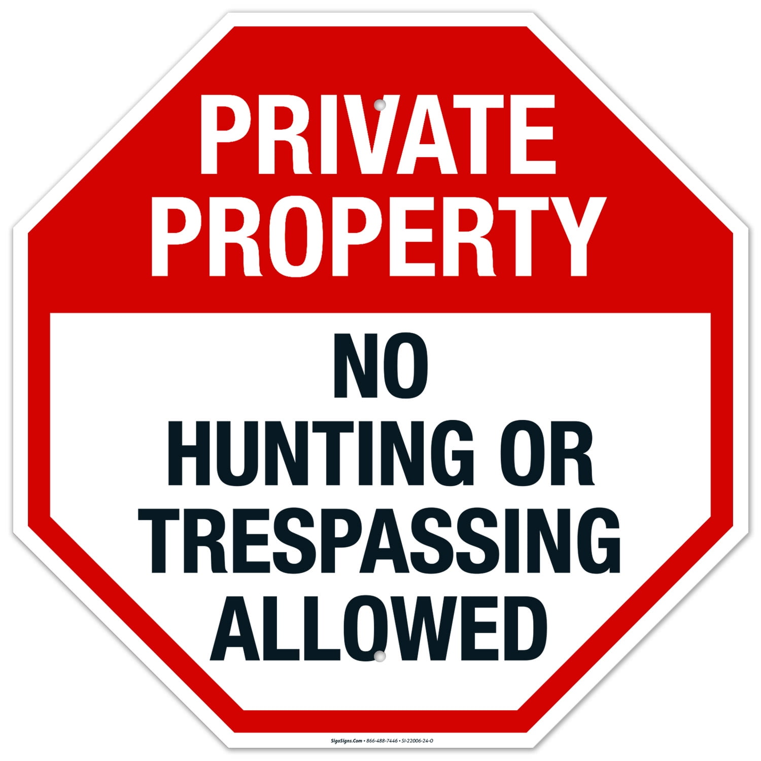 Private Property Warning Sign, No Hunting or Trespassing, Outdoor ...