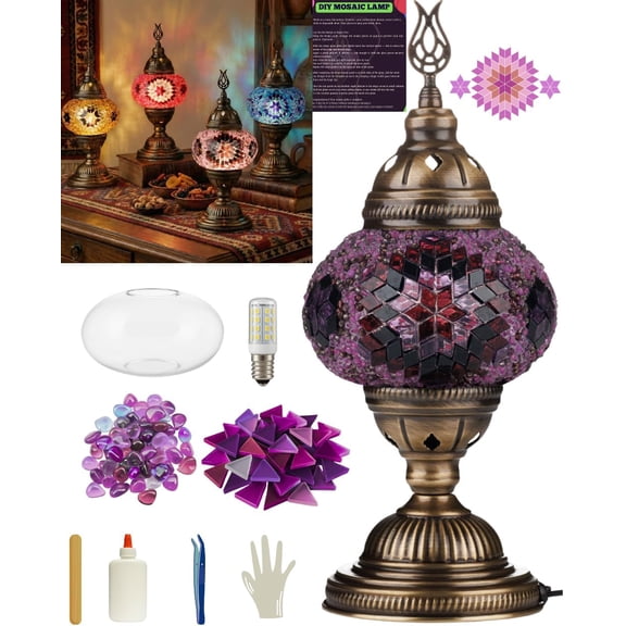 DEMMEX DIY Turkish Mosaic Lamp Making Kit – No Grout Needed – Fun, Easy ...