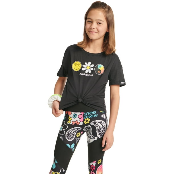 Justice Girls J-Sport Knot Front T-Shirt, Sizes XS-XLP - Walmart.com