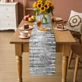 Grey Forest Table Runner, Modern Oil Painting Art Washable Cotton Linen ...