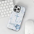 Blue Floral Cross Tough Phone Case for Apple iPhone, Dual-Layer ...