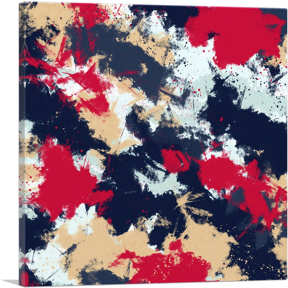 ARTCANVAS Cherry Tan Dark Blue Camouflage Pattern Square Canvas Art ...