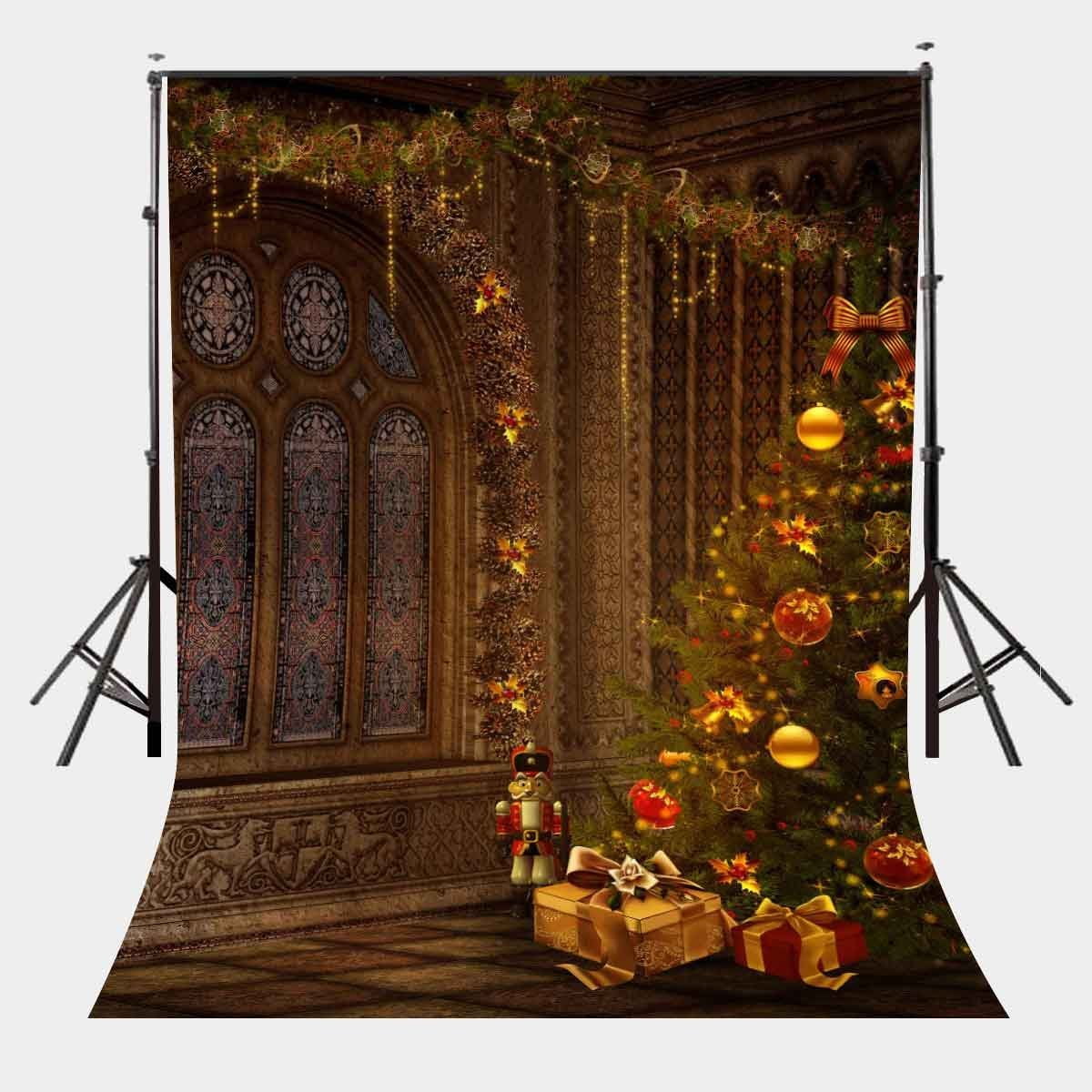 GreenDecor Polyster 5x7ft Christmas Backdrop Gift Christmas Tree Golden ... GreenDecor Polyster 5x7ft Christmas Backdrop Gift Christmas Tree Golden ...