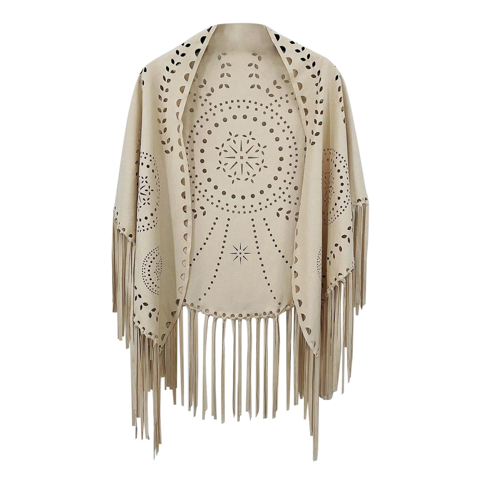 Click here for Tinz Women Loose Suede Fringes Open Cape Poncho Sc... prices