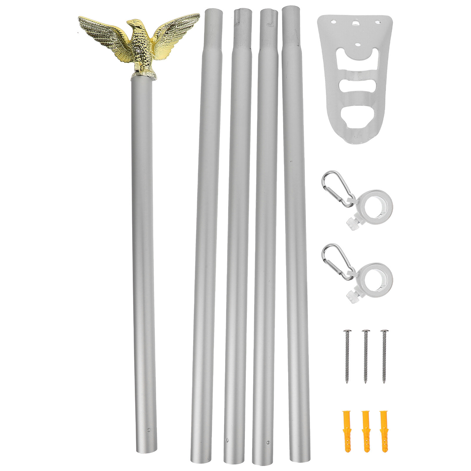1 Set of Sturdy Flag Pole Set for House Rustproof Flagpole Aluminum ...