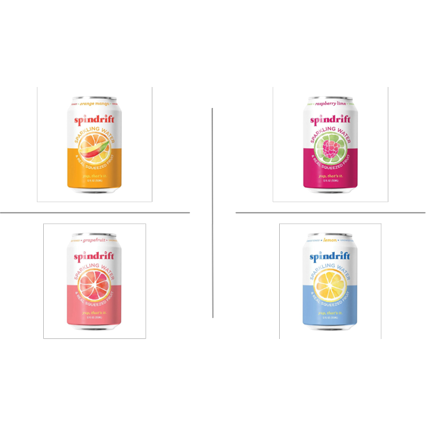 Spindrift Sparkling Water 4 Flavor Variety Pack, 12 Fl Oz, 20 Count - Walmart.com - Walmart.com