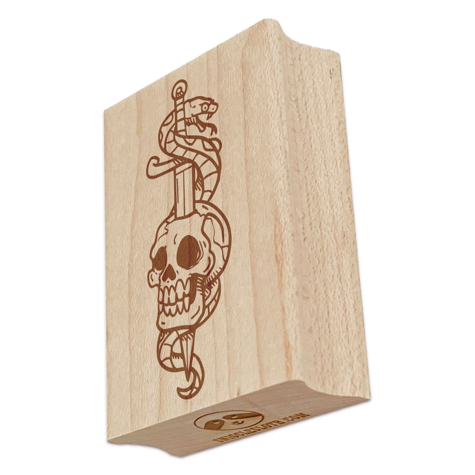 Skull with Dagger and Snake Rectangle Rubber Stamp Stamping ...