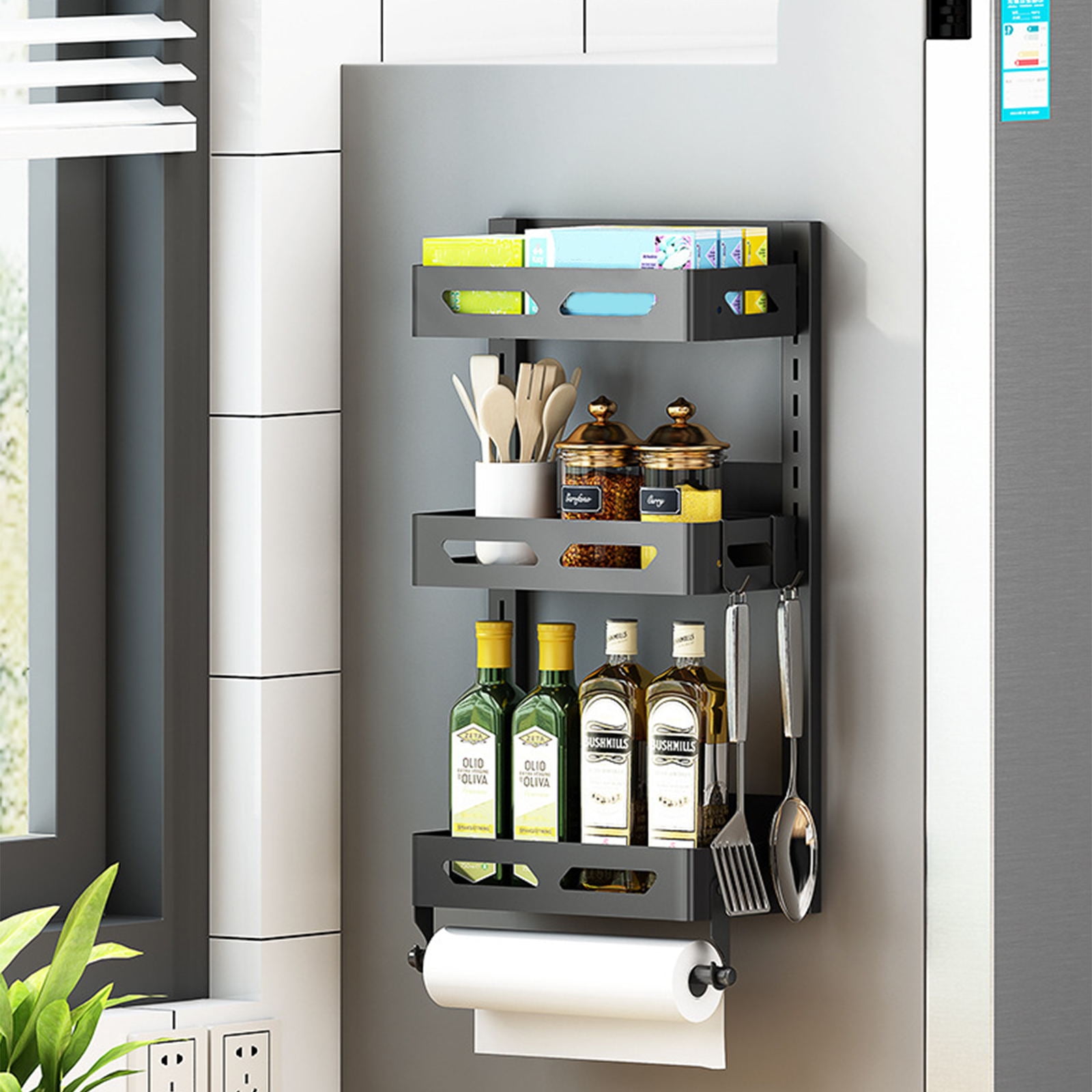 Wuzstar 3 Tier Refrigerator Storage Rack Magnet Adsorption Kitchen ...