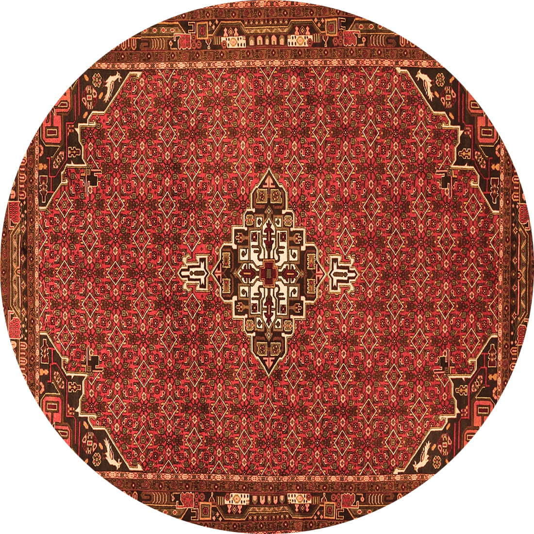 Ahgly Company Indoor Round Persian Orange Traditional Area Rugs, 8 ...