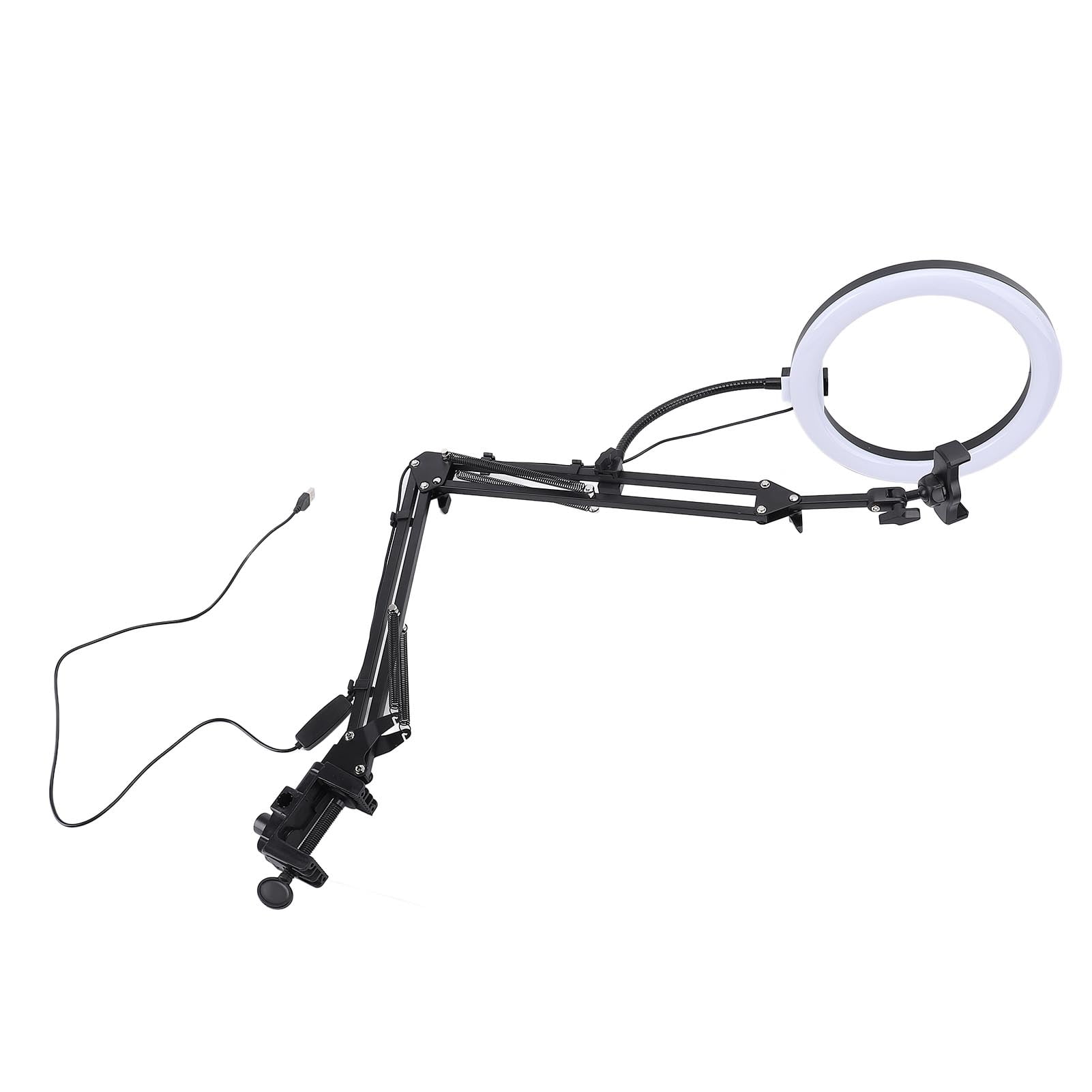 Ring Light Desk Mount, Adjustable Arm 26cm Ring Light Dimmable 5cm ...