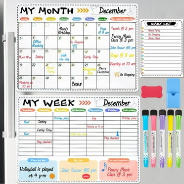 Black & White Dry-Erase Magnetic Calendar Set | Bundle of 10 Sets ...