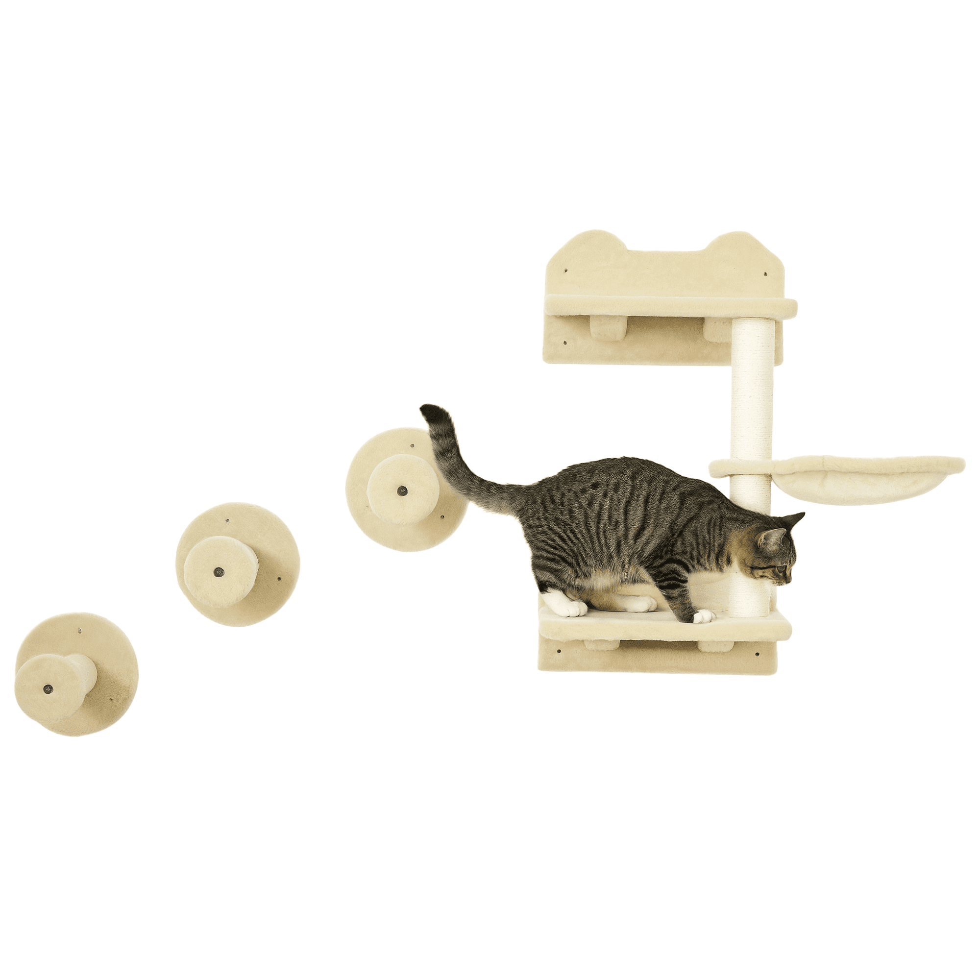 Click here for Pawhut 4pcs Cat Wall Shelf With Scratching Posts... prices