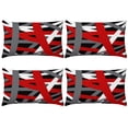 Abstract Art Pillow Covers Set of 4, Red White Black Gray Line Modern ...