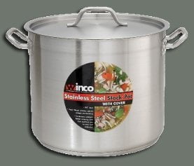 Winware by Winco Stainless Steel Stock Pot with Cover 40 Quart ...