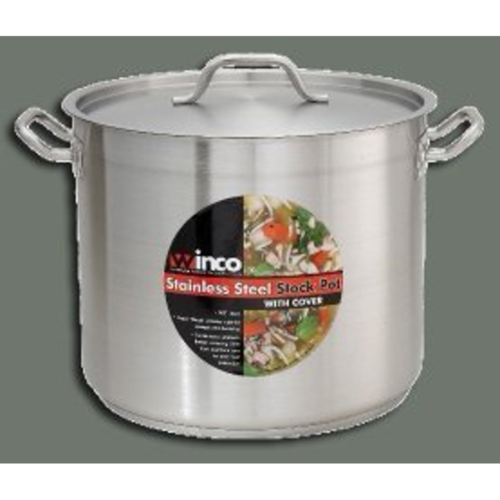 Winware by Winco Stainless Steel Stock Pot with Cover 40 Quart ...