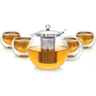 Personal Small China Teapot Set, Heat Resistant Borosilicate Glass ...