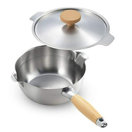 Yoshikawa Snow flat pot with silver lid for 18 cm Yukihira pot 18 cm PD3001 + PD3002 set IH ...