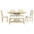 6-Piece Dining Table Set, Farmhouse 60 Inches Extendable Pedestal ...