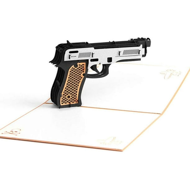 HUNGER Handmade 3D Pop Up Gun Sharpshooter Birthday Cards Creative ...