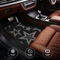 Black Stylish Printed Pattern Car Floor Mats Set, 4pcs Universal Non ...