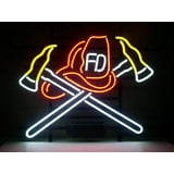 Queen Sense 17"x14" Fire Department Axes Firefighter Neon Sign Man Cave ...