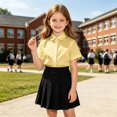 Shadoumai Girls Button Down Dress Shirts Kids Summer Short Sleeve ...