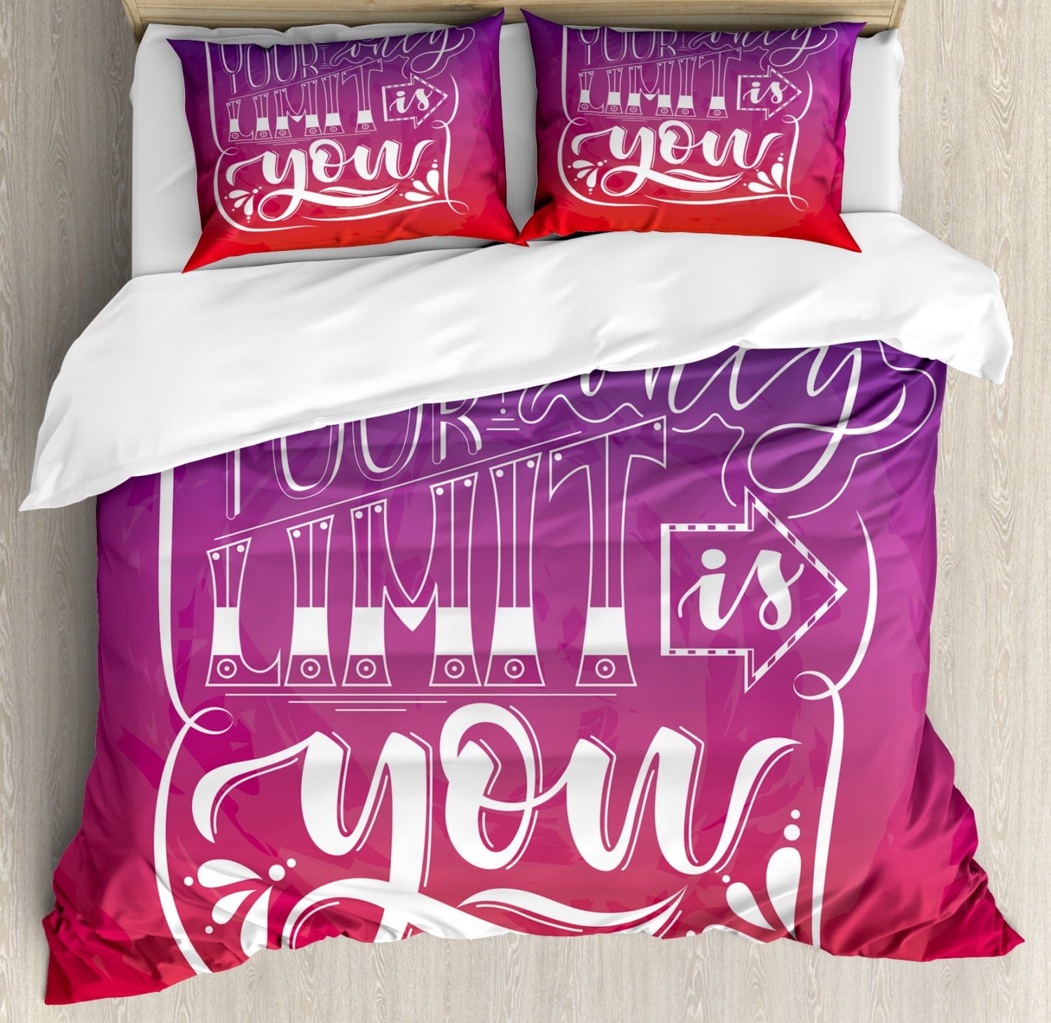 Quote Duvet Cover Set King Size, Inspirational Your Only Limit is You ...