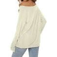 Huowey Womens Long Sleeve Shirt Round Neck Off Shoulder Stylish Top ...