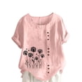 Aimik Women's Plus Size Short Sleeve Blouse Daisy Floral Print Button ...