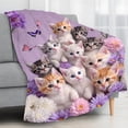 1 Adorable Kitten-Themed Flannel Blanket | Cozy All-Season Bedding with ...