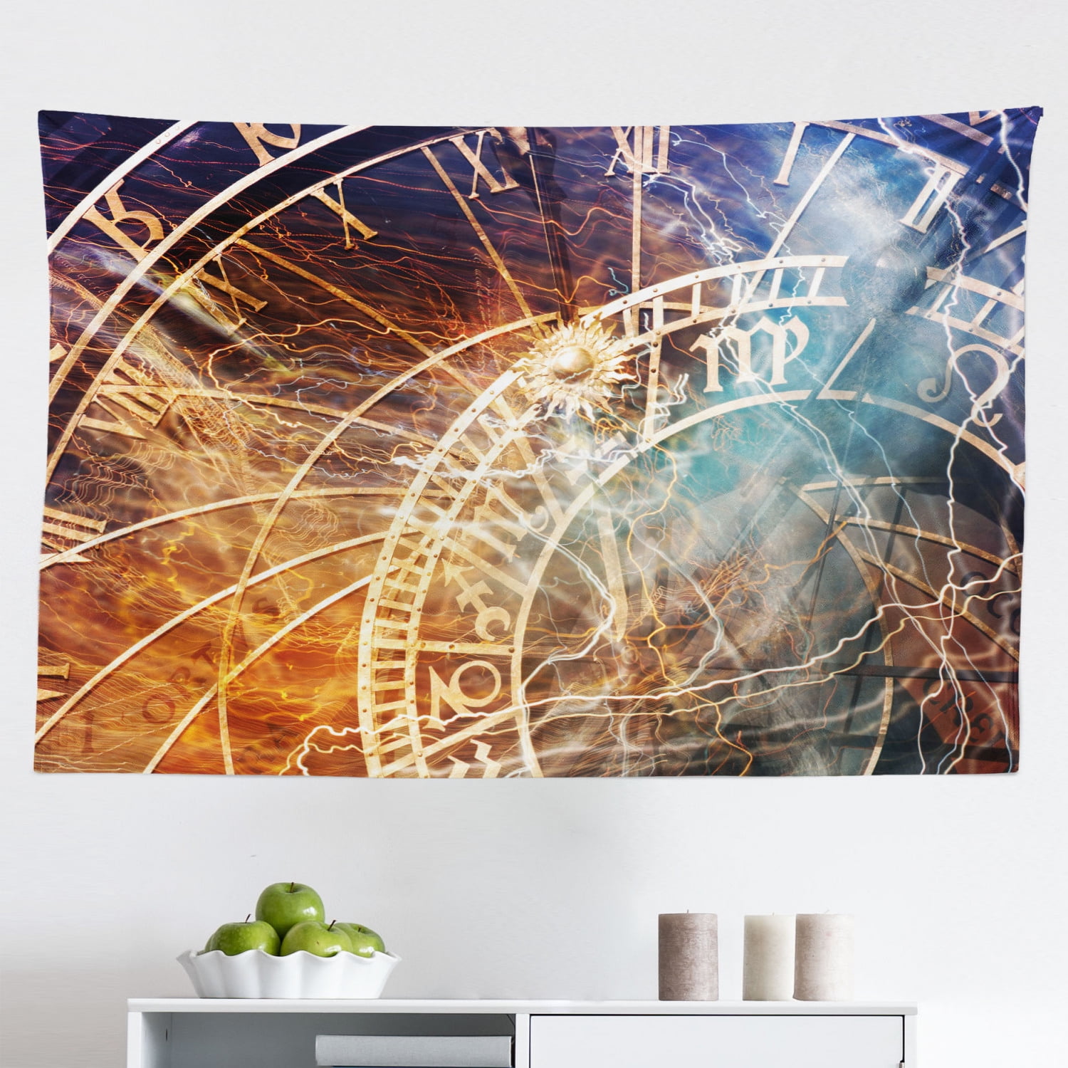 Astrology Tapestry, Horoscope Zodiac Sign in Circle Wheel Shape on Star ...