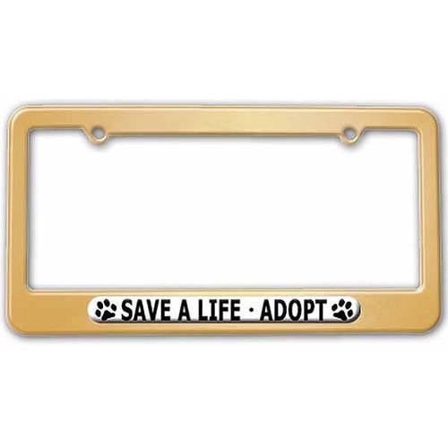 Save A Life Adopt, Pet Cat Dog License Plate Tag Frame, Multiple Colors ...