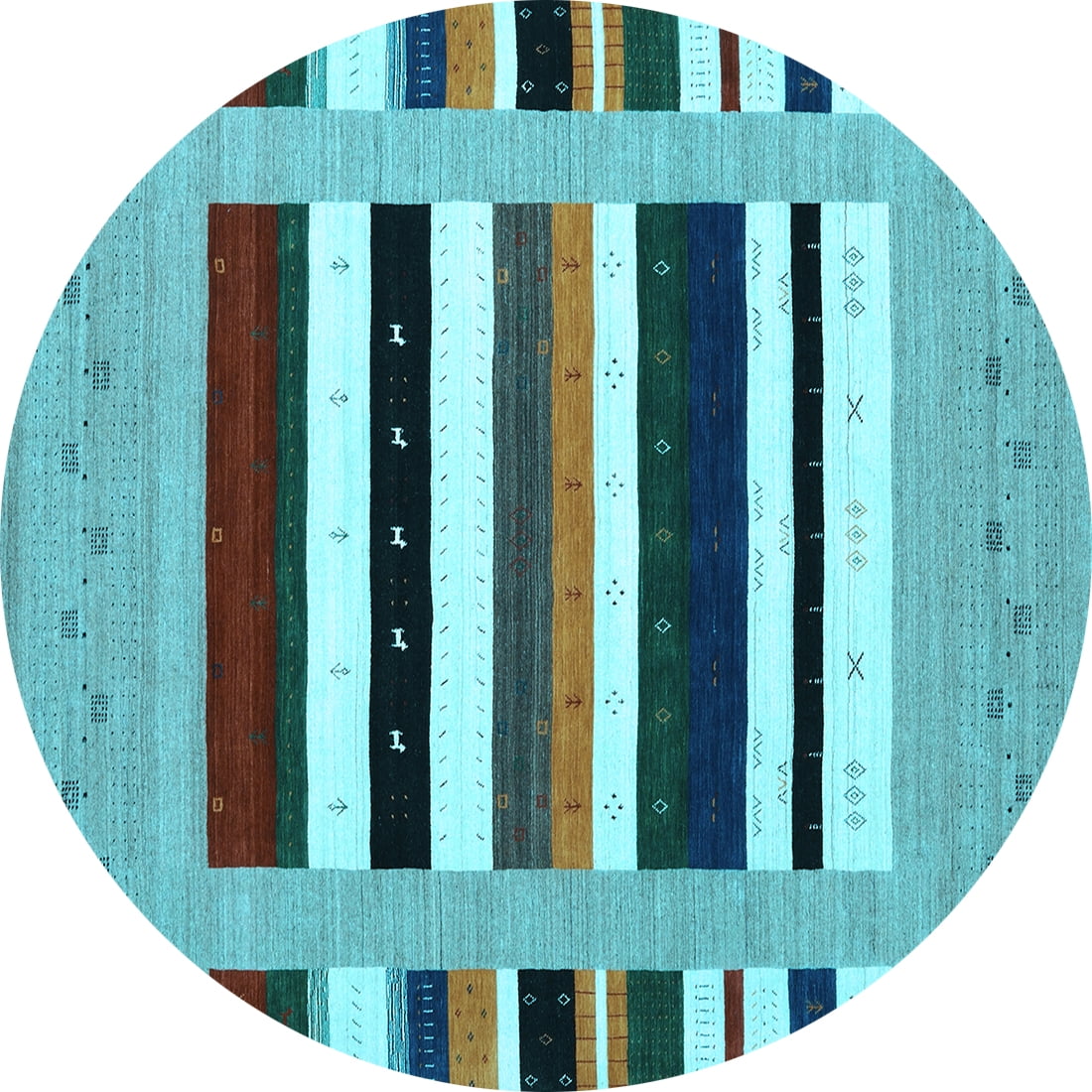 Ahgly Company Indoor Round Abstract Light Blue Contemporary Area Rugs ...