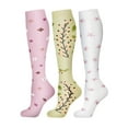 Babaley Women's Socks Floral Print Knee High Socks Calf Elastic ...