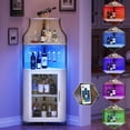 TROPOW Industrial Corner Bar Cabinet for Dining Room – Removable Wine ...