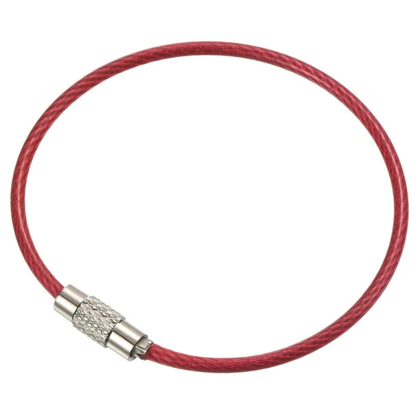 6 Inch Wire Keychain Cable Stainless Steel Key Ring Loop, Rose Red, 5 ...