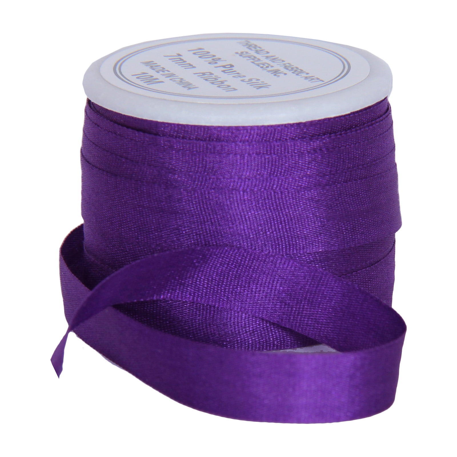 100% Pure Silk Ribbon by Threadart - 7mm Purple - No. 703 - 3 Sizes ...
