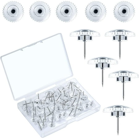 50 Pieces Transparent Push Pins, Small Plastic Clear Thumb Tacks with ...