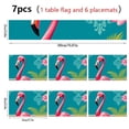 7 Piece Linen Table Runner and Placemats Set, Flamingo Tropical Teal ...