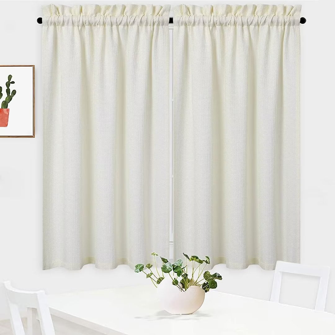Shininglove Kitchen Tier Curtains Textured Tailored Light Filtering ...
