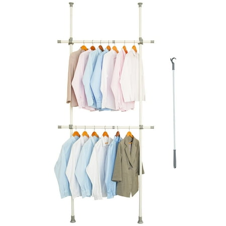 Adjustable Clothing Rack, Double Rod Clothing Rack, 2 Tier Clothes Rack ...