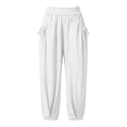 BUIGTTKLOP Women Wide Leg Pants Smocked Casual Elastic High Waist ...