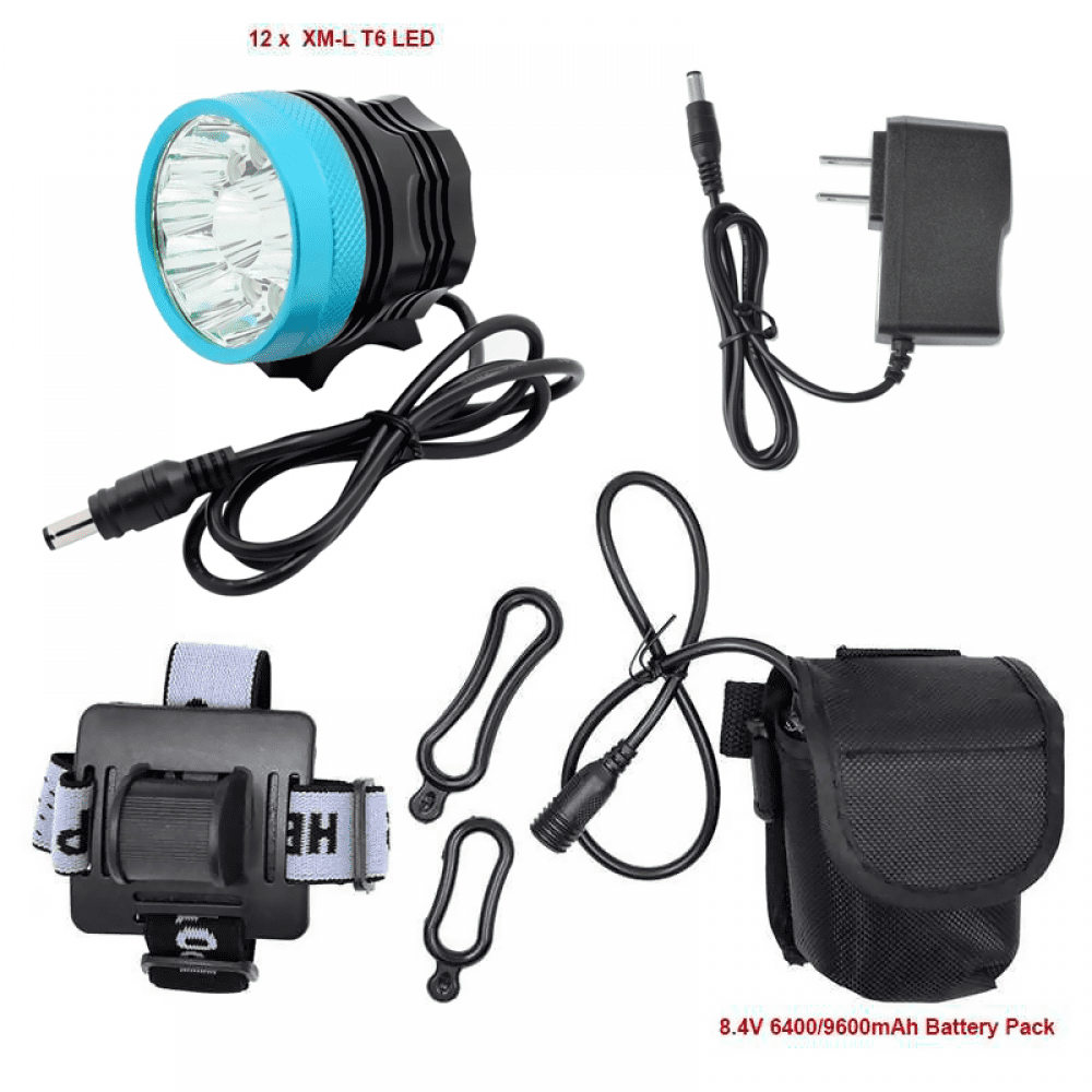 Bike Headlight 12*T6 LED Bicycle Front Light 20000 Lumens Night Riding ...